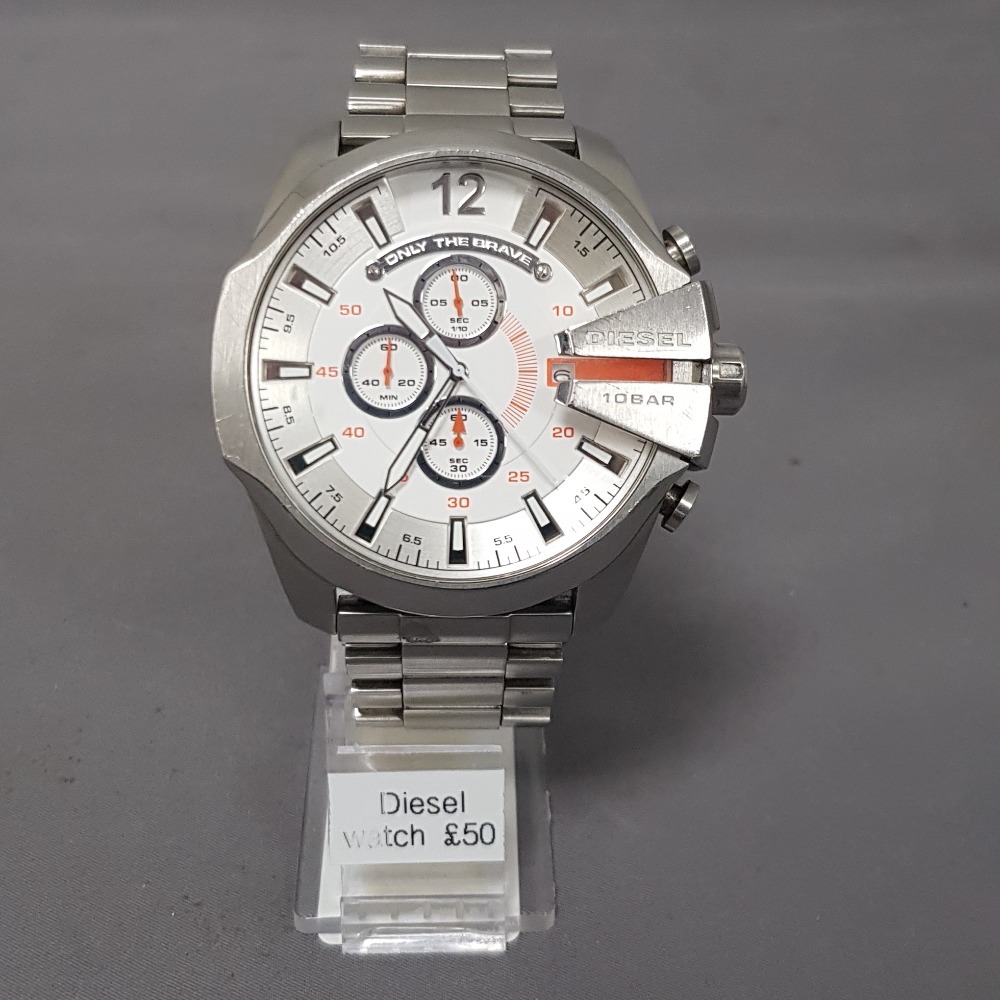 Used Diesel DZ4328 Men's Mega Chief Chronograph Steel Watch - Own4Less
